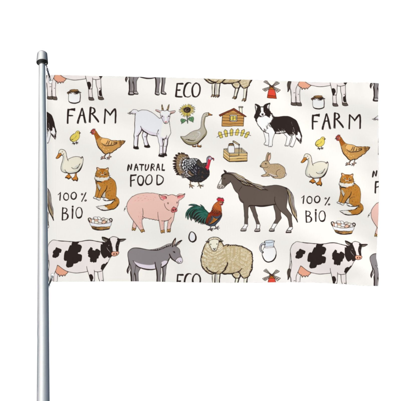 Kll Farm Animals 4 Flag 4x6 Ft Parade Party Flag Outdoor Flag ...