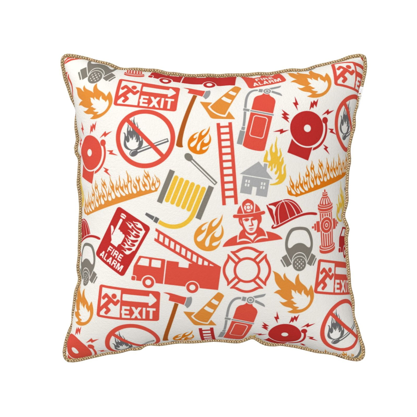 Kll Firefighter Icons Decorative Throw Pillow Covers Velvet Soft For ...