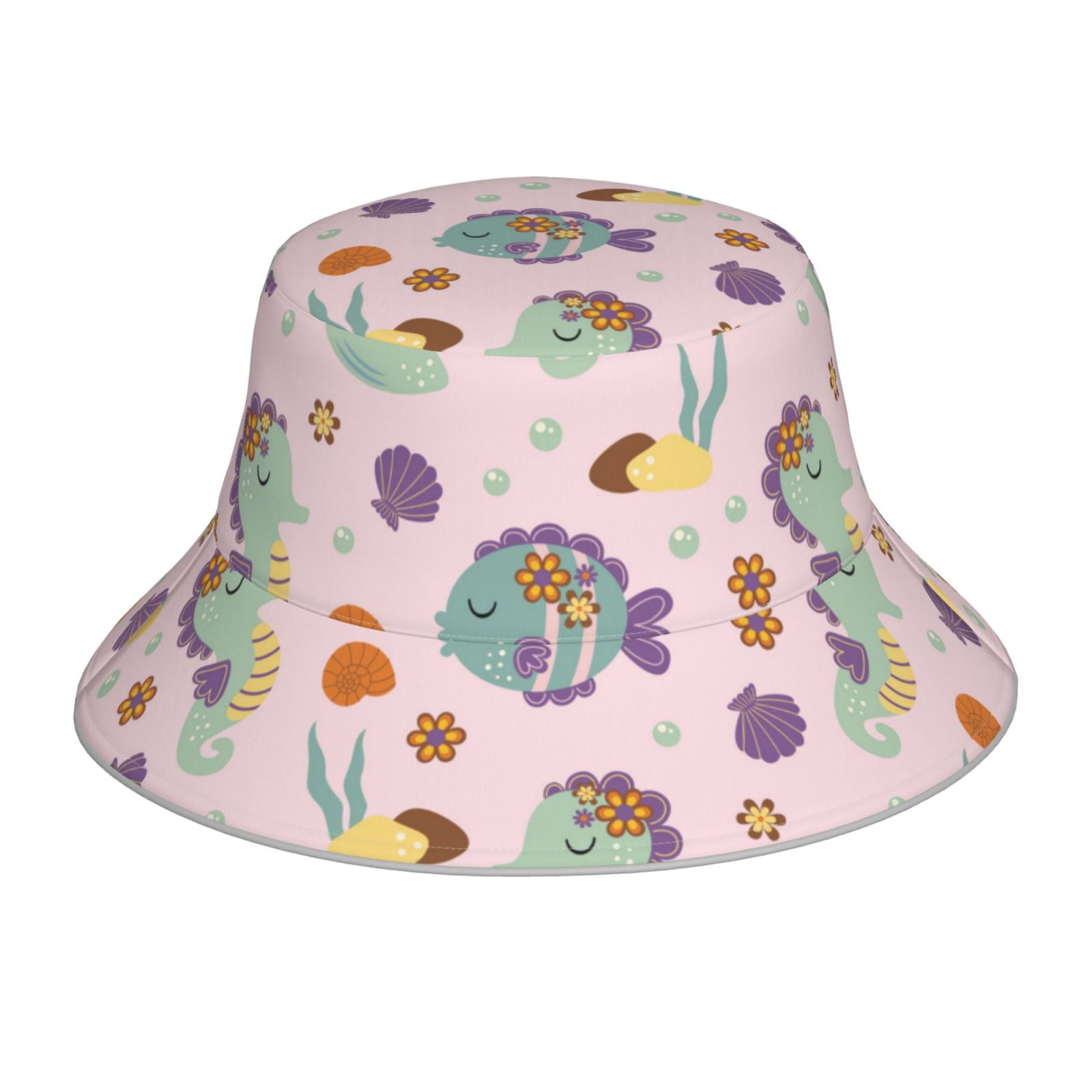Kll Fish Seahorse Bucket Hat for Women Men Packable Travel Beach Sun ...