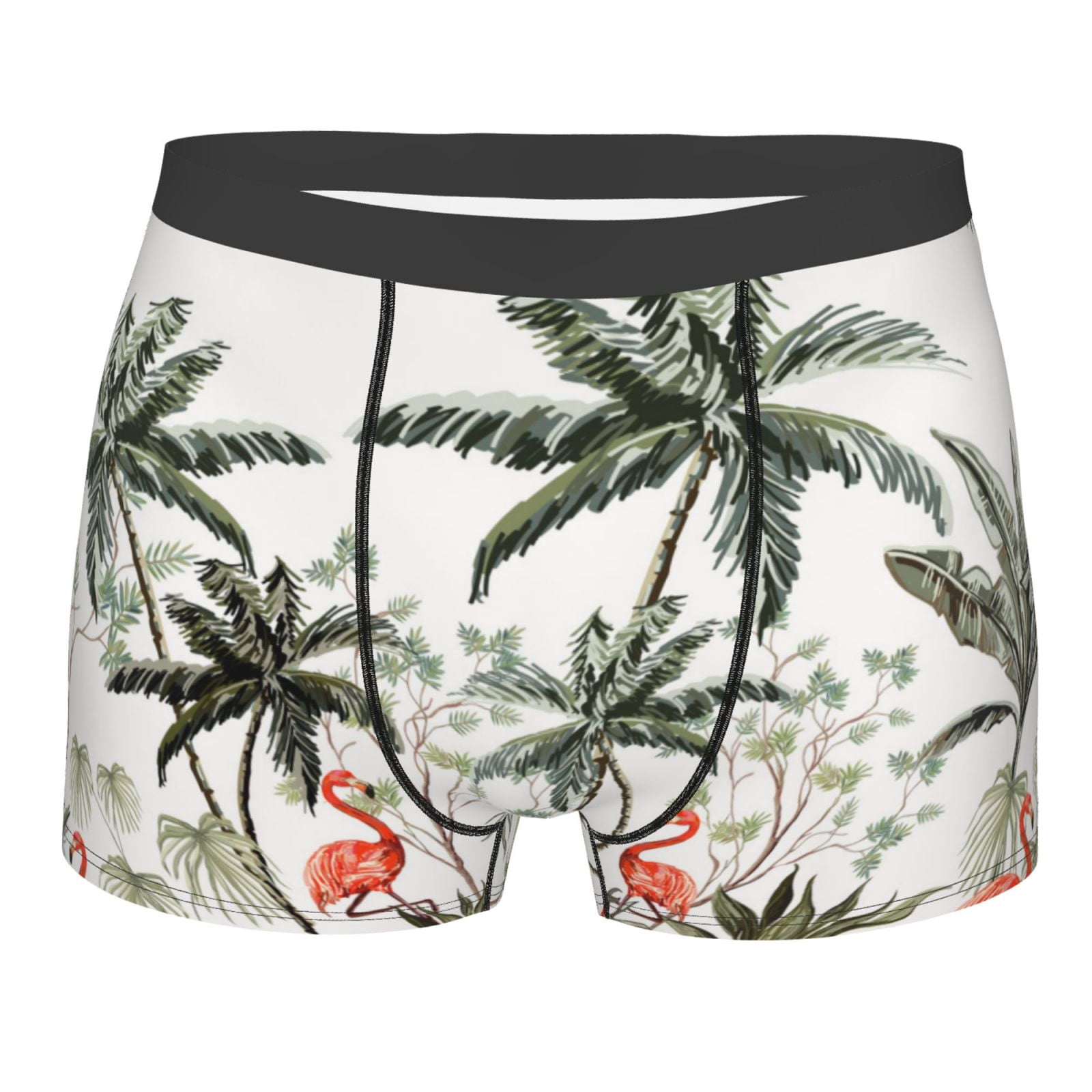 Kll Flamingo Palm Trees Men'S Cotton Boxer Briefs Underwear-Large ...