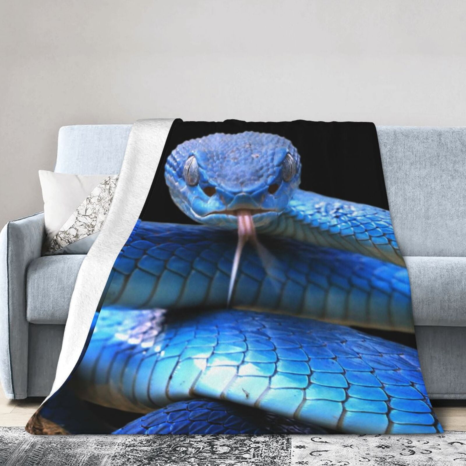 Kll Fleece Blanket Plush Throw Blanket Blue Viper Snake,Soft Fuzzy Cozy ...