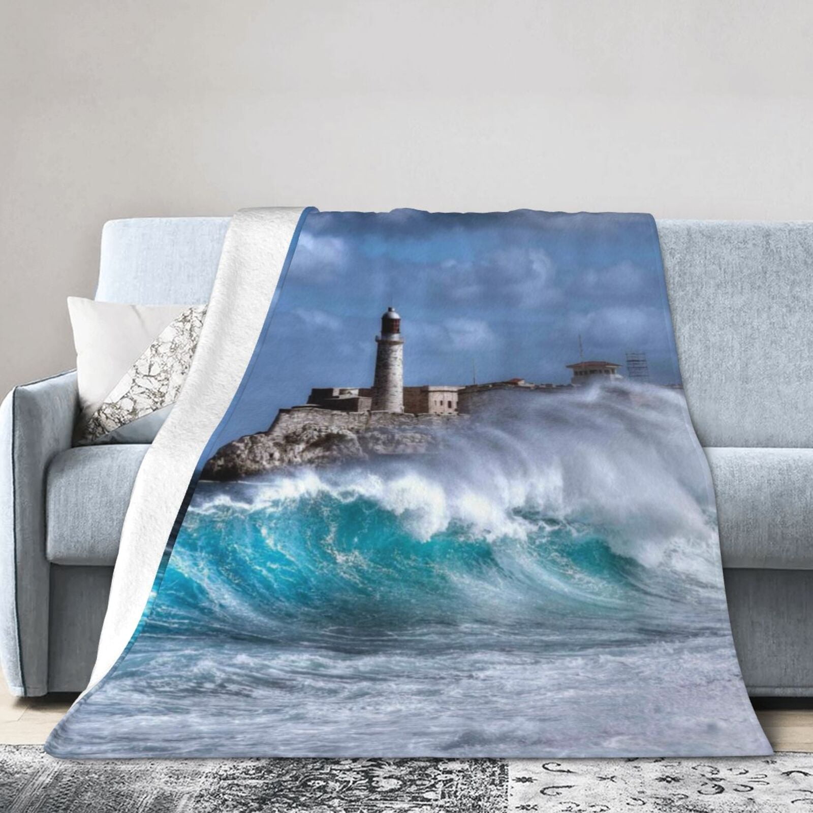 Kll Fleece Blanket Plush Throw Blanket Lighthouse In Havana,Soft Fuzzy ...