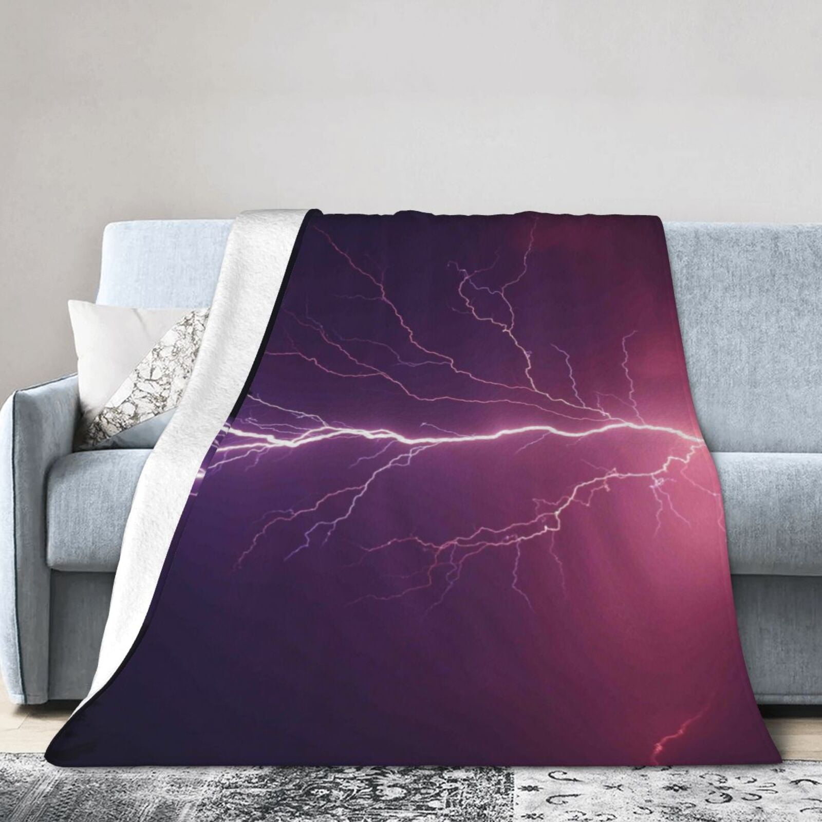 Kll Fleece Blanket Plush Throw Blanket Thunderstorm Violet Purple,Soft ...