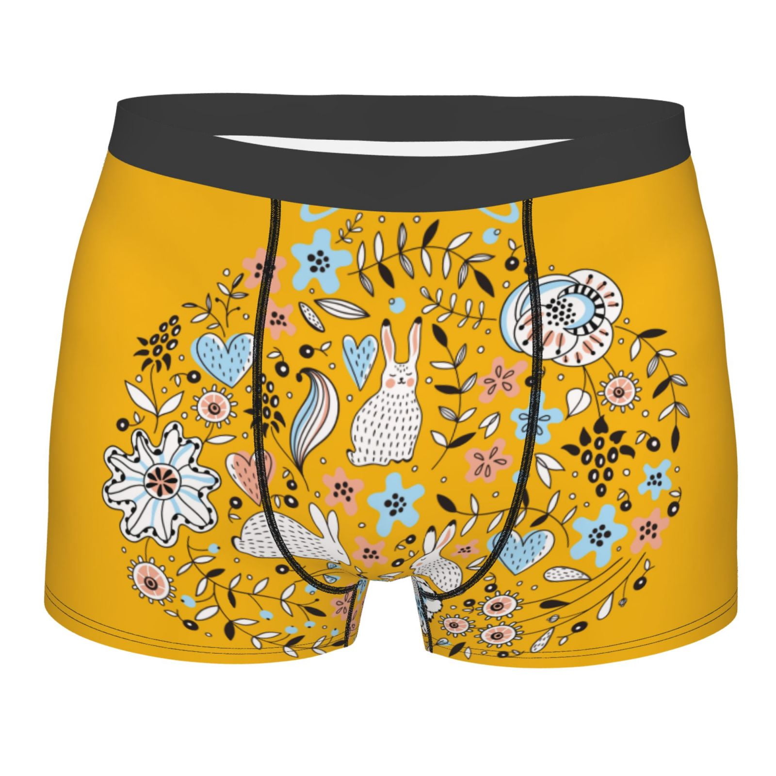 Kll Floral With Rabbits Men'S Cotton Boxer Briefs Underwear-Xx-Large ...