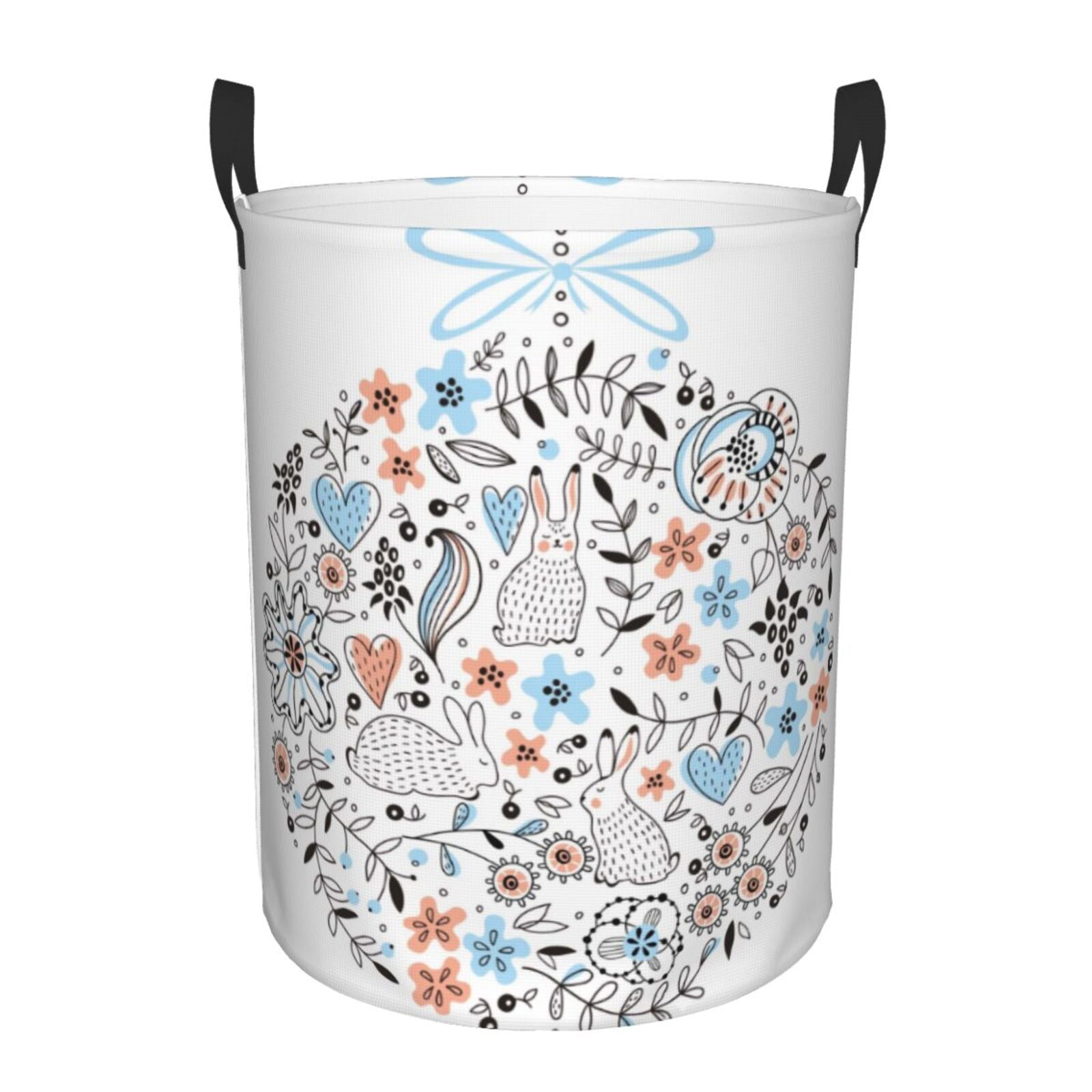 Kll Floral With Rabbits Waterproof Foldable Laundry Hamper Bucket With ...