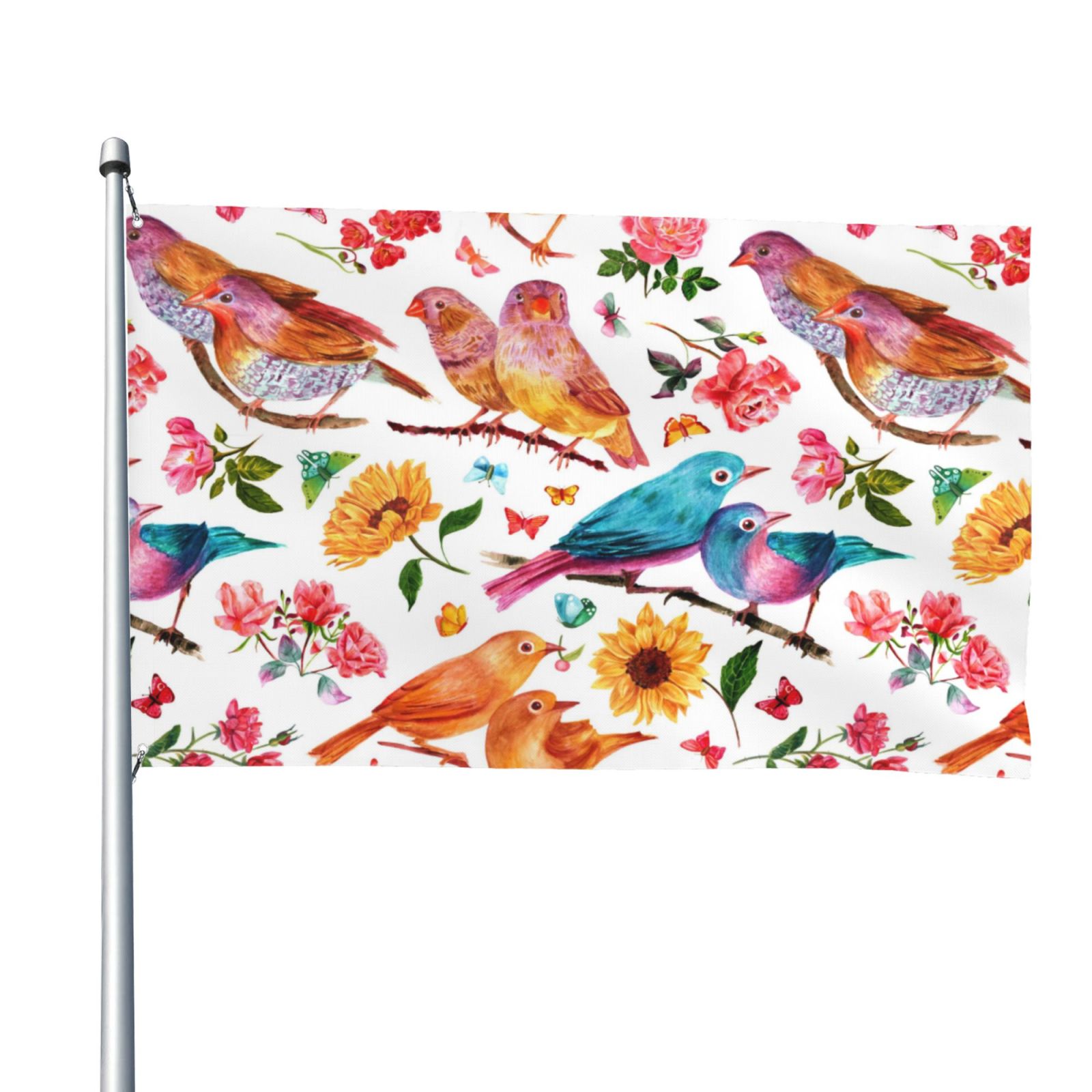 Kll Flowers Birds And Butterflies Flag 4x6 Ft Parade Party Flag Outdoor ...
