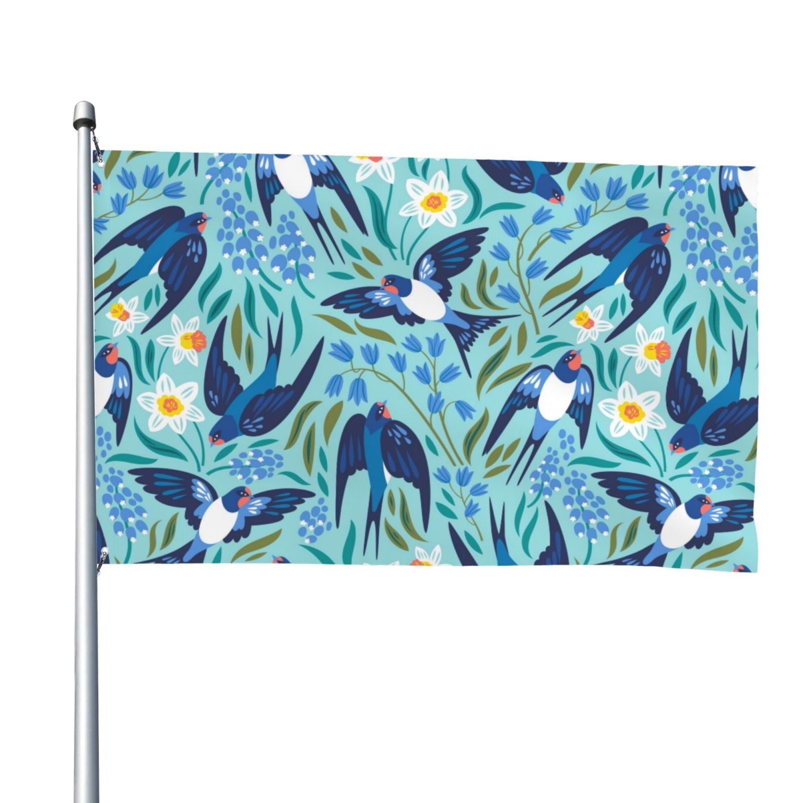 Kll Flying Swallows And Spring Flowers Flag 4x6 Ft Parade Party Flag ...