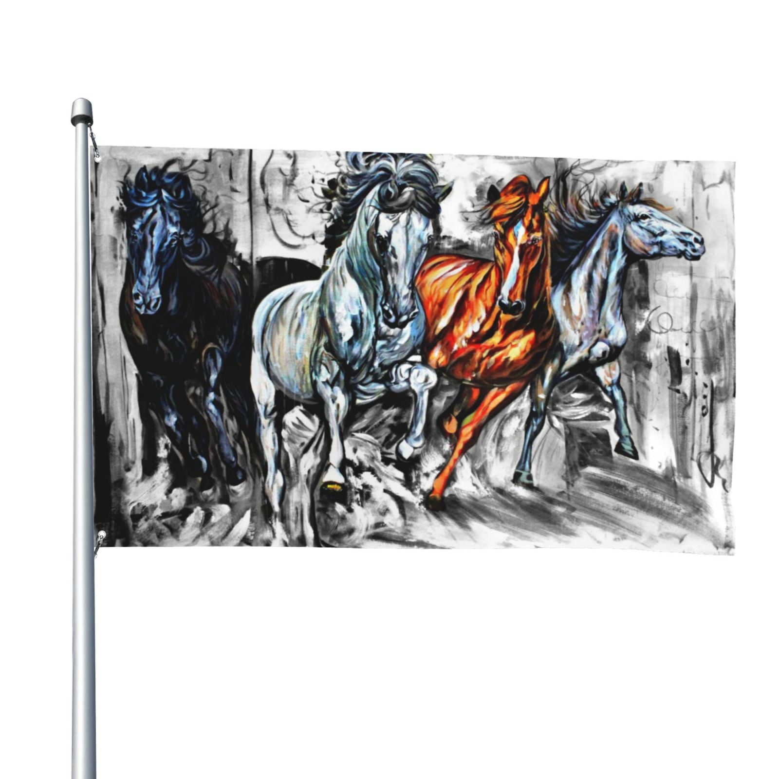 Kll Four Running Horses Flag 4x6 Ft Parade Party Flag Outdoor Flag ...