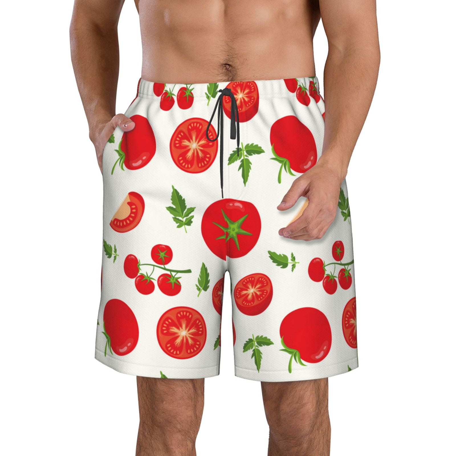 Kll Fresh Red Tomato Men'S Casual Summer Beach Shorts Hawaiian Shorts ...