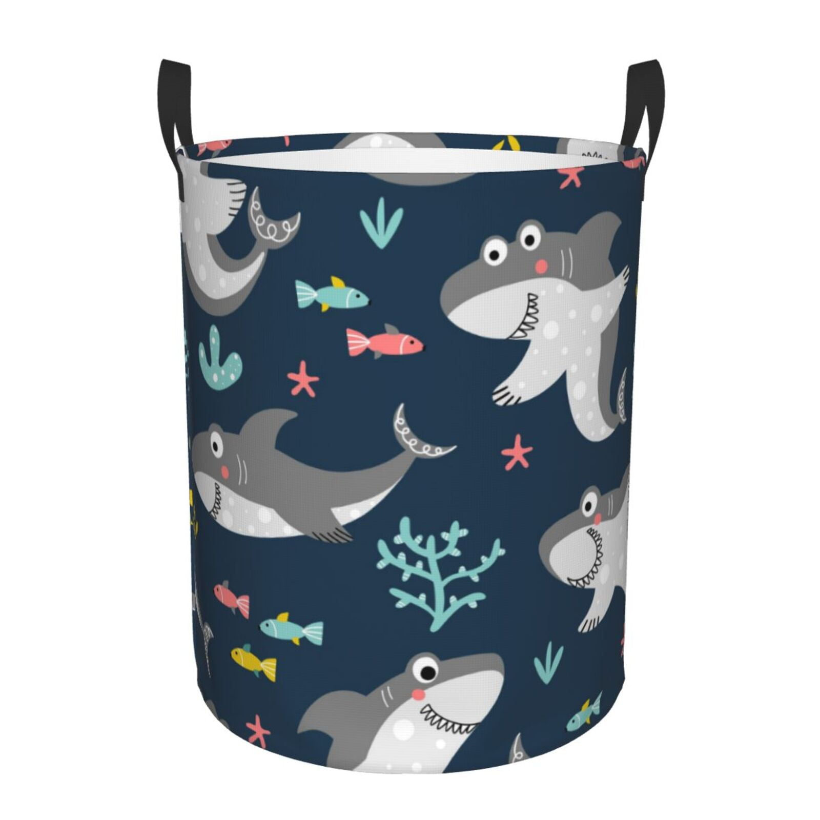 Kll Friendly Smiling Sharks Waterproof Foldable Laundry Hamper Bucket ...
