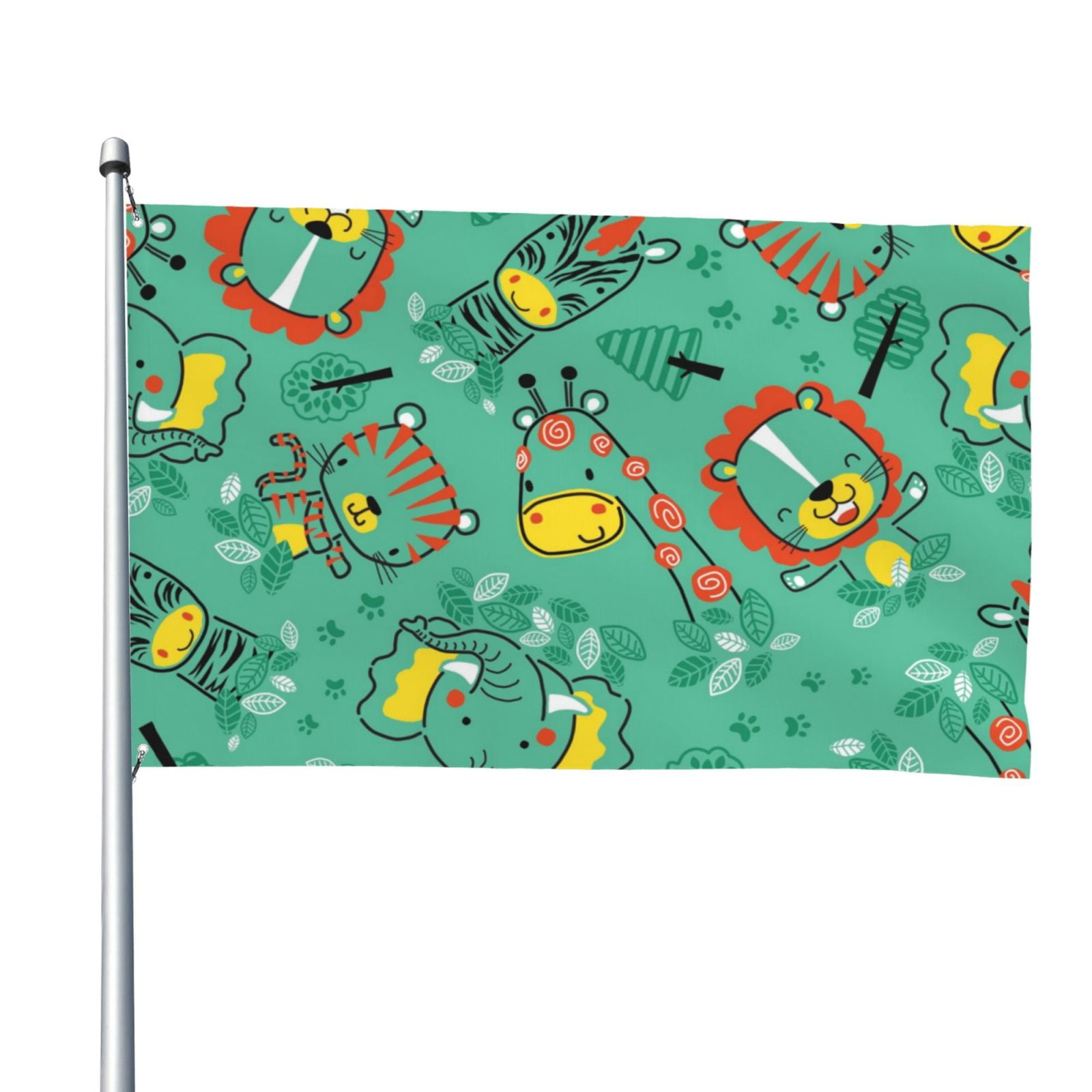 Kll Funny Animals In Jungle Flag 4x6 Ft Parade Party Flag Outdoor Flag ...