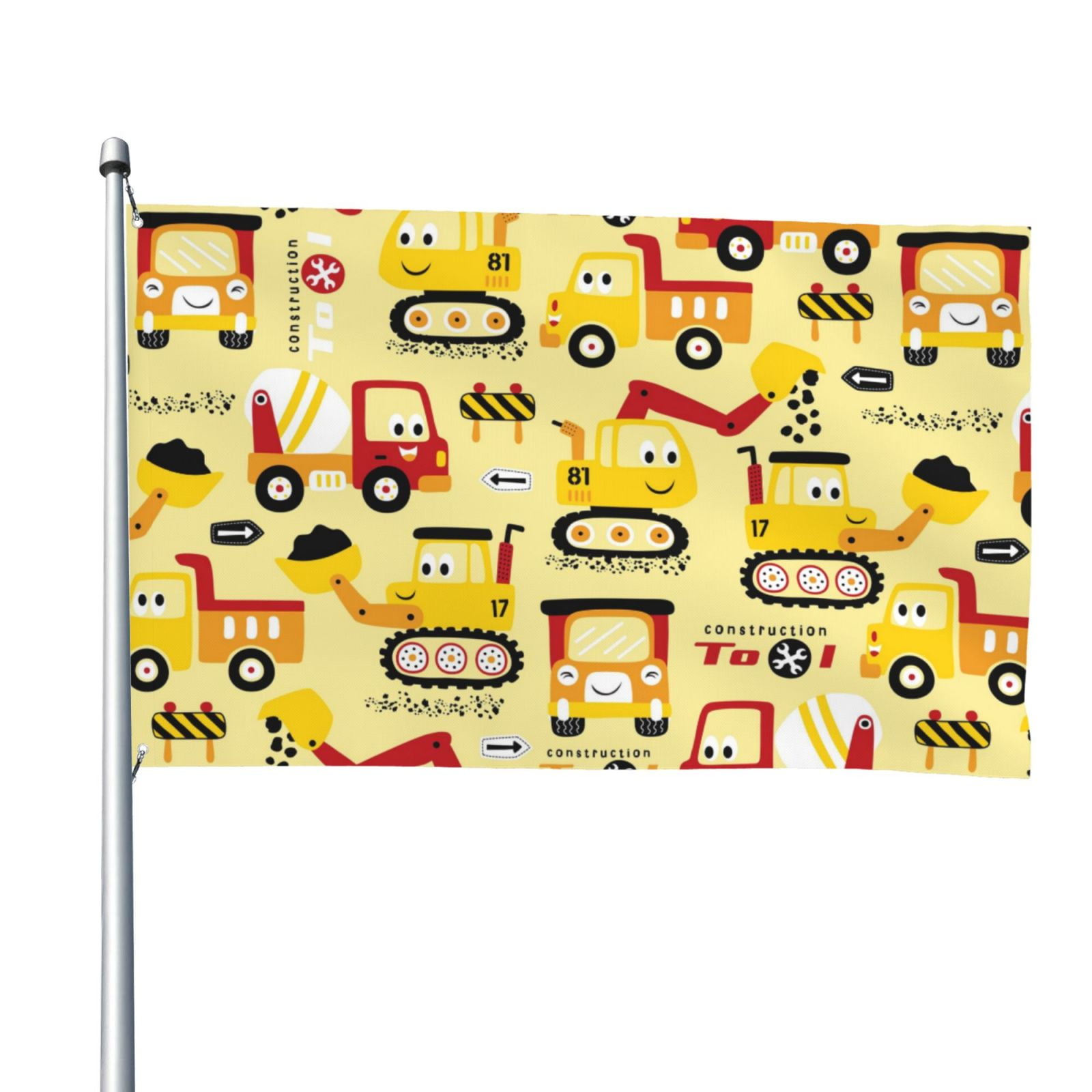 Kll Funny Construction Vehicles Flag 4x6 Ft Parade Party Flag Outdoor ...