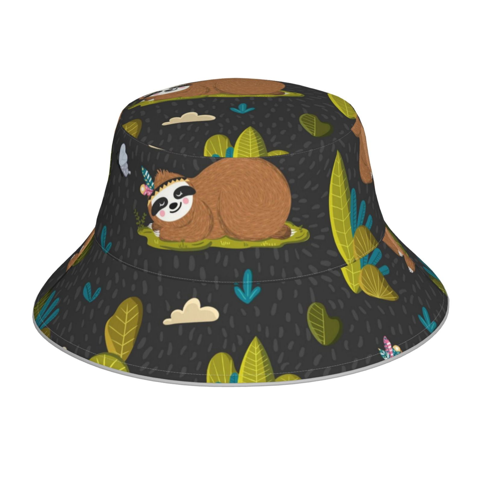 Kll Funny Sloths In The Forest Bucket Hat For Women Men Packable Travel ...