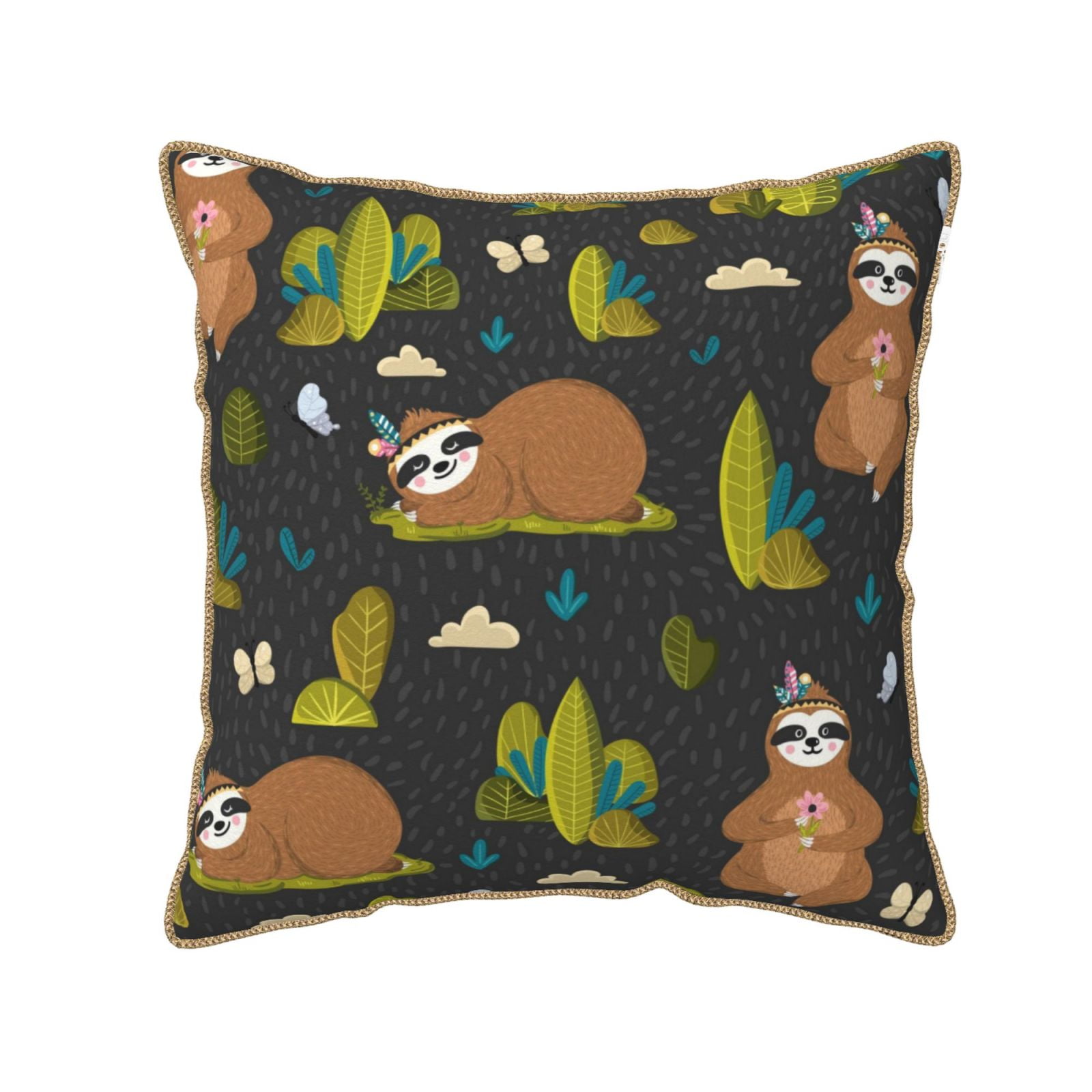 Kll Funny Sloths In The Forest Decorative Throw Pillow Covers Velvet ...