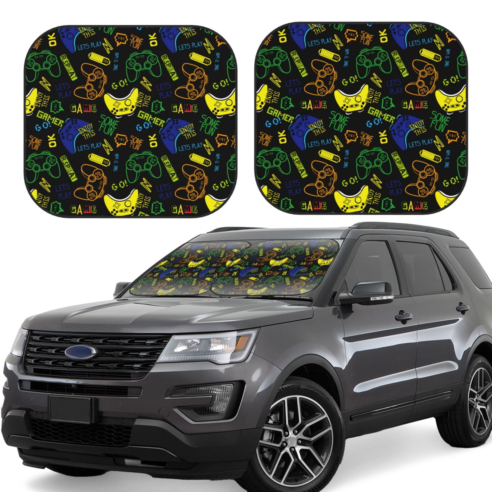 Kll Game Play Windshield Sun Shade 2-Piece Foldable Car Front Window ...