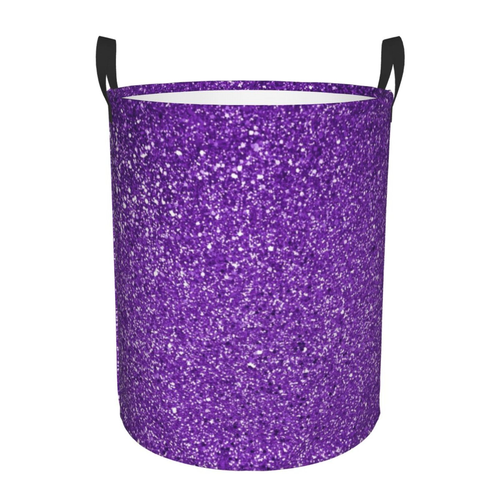 Kll Glitter Purple Waterproof Foldable Laundry Hamper Bucket With ...
