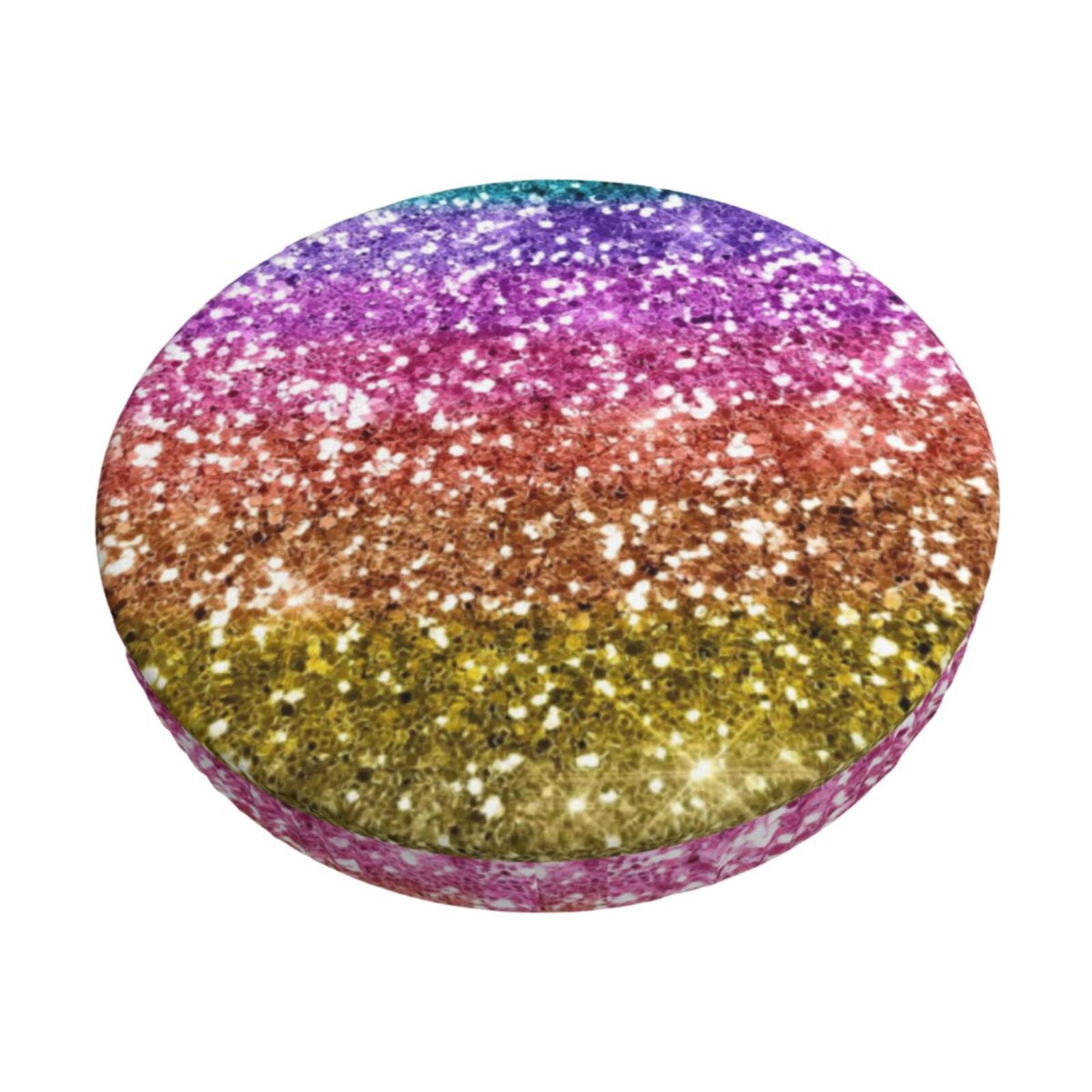 Kll Glitter Rainbow Round Bar Chair Cushion Cover 14 Inch,Bar Stool ...