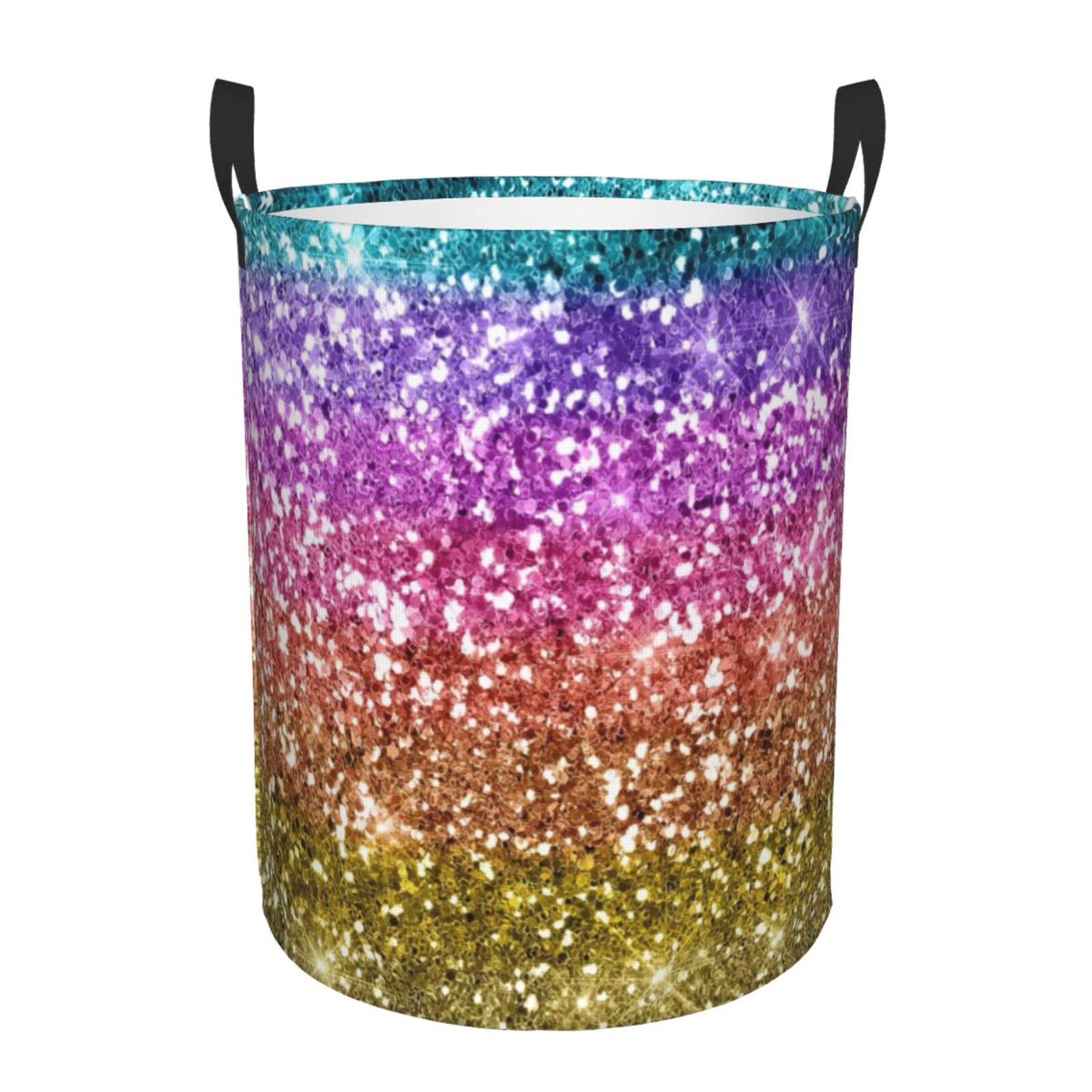 Kll Glitter Rainbow Waterproof Foldable Laundry Hamper Bucket With ...