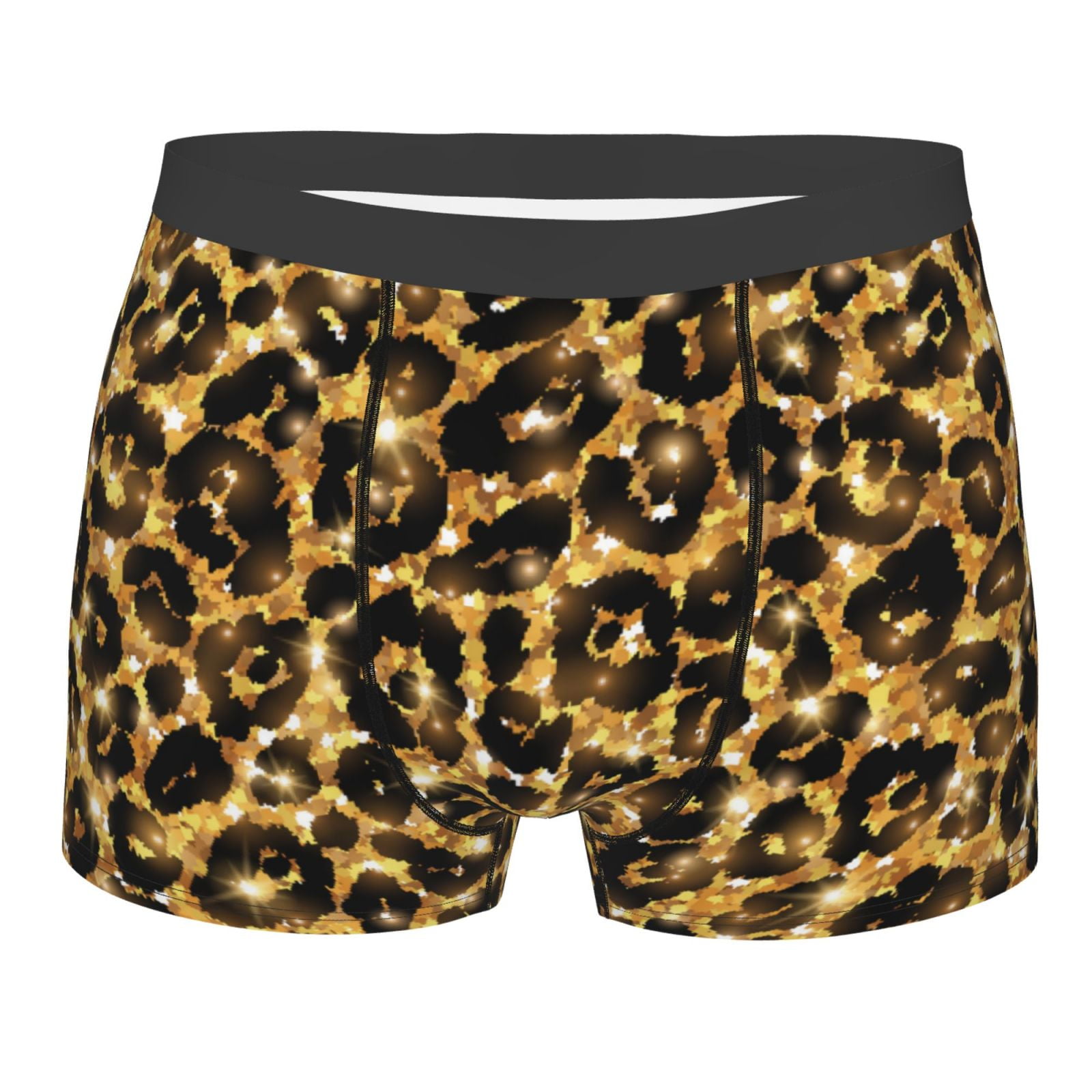 Kll Gold Glitter Leopard Men'S Cotton Boxer Briefs Underwear-Large ...