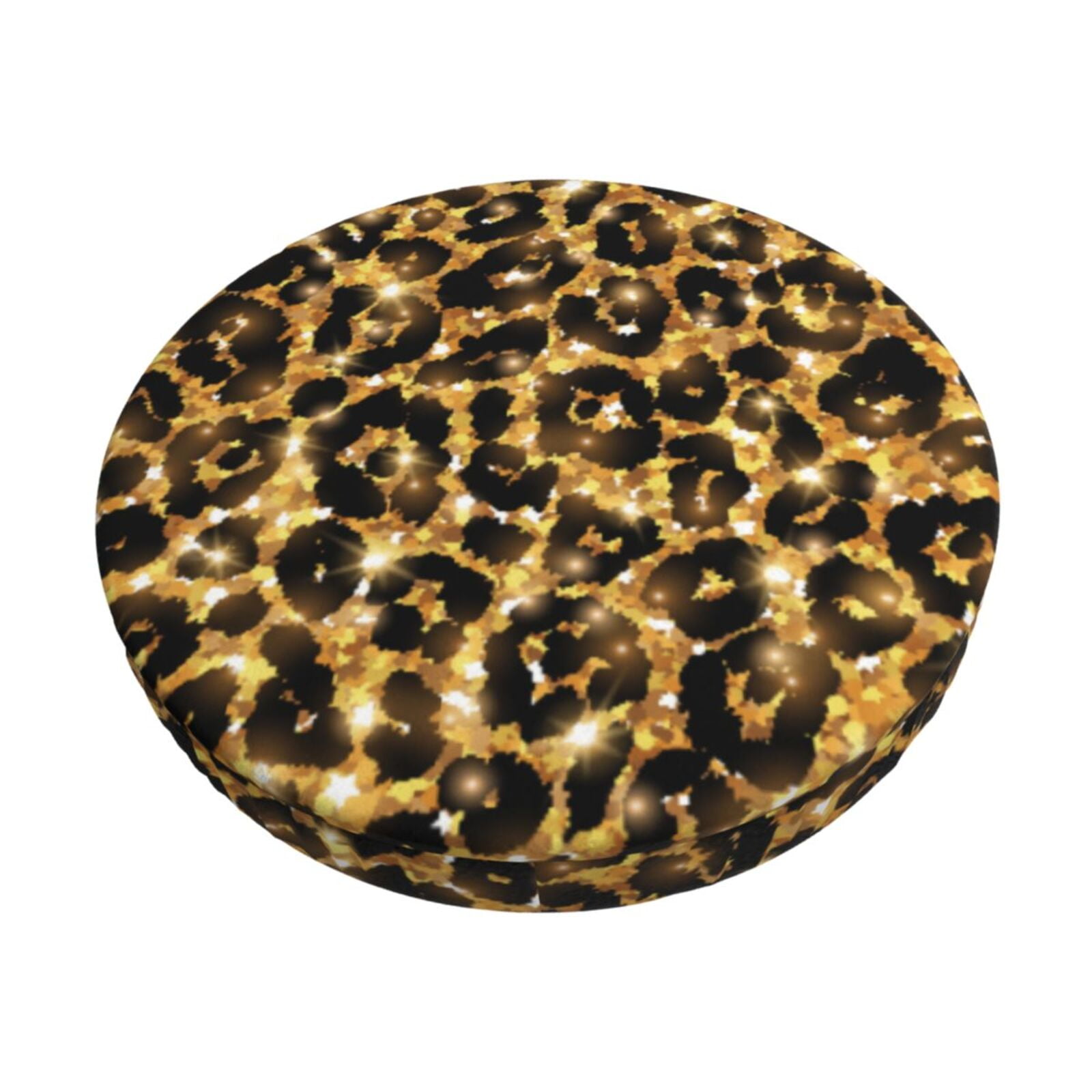 Kll Gold Glitter Leopard Round Bar Chair Cushion Cover 13 Inch,Bar ...