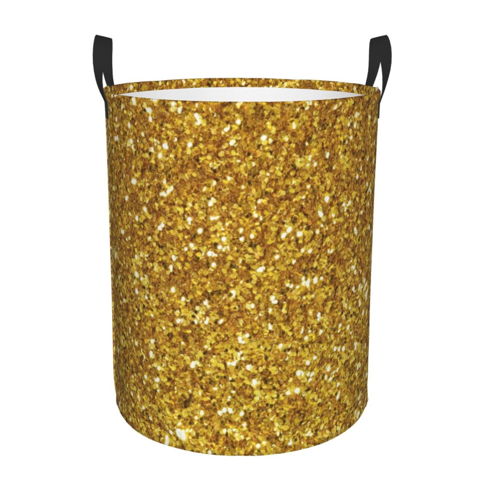 Kll Gold Glitter Waterproof Foldable Laundry Hamper Bucket With Handles ...