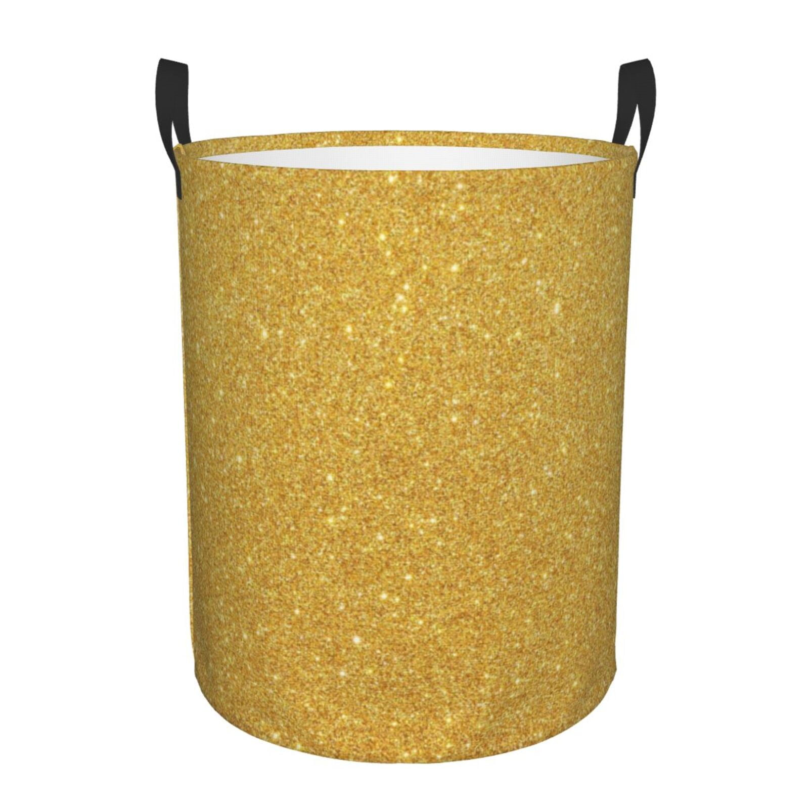 Kll Gold Shiny Waterproof Foldable Laundry Hamper Bucket With Handles ...