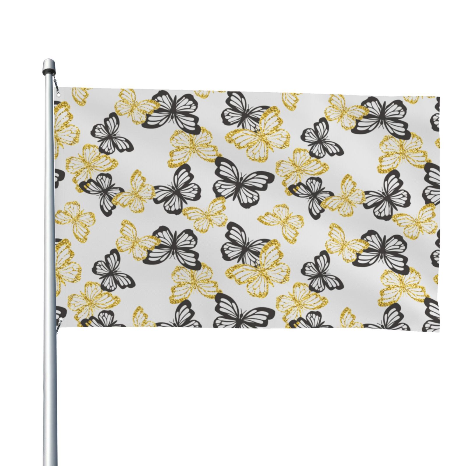 Kll Golden Glitter Butterflies Flag 4x6 Ft Parade Party Flag Outdoor ...