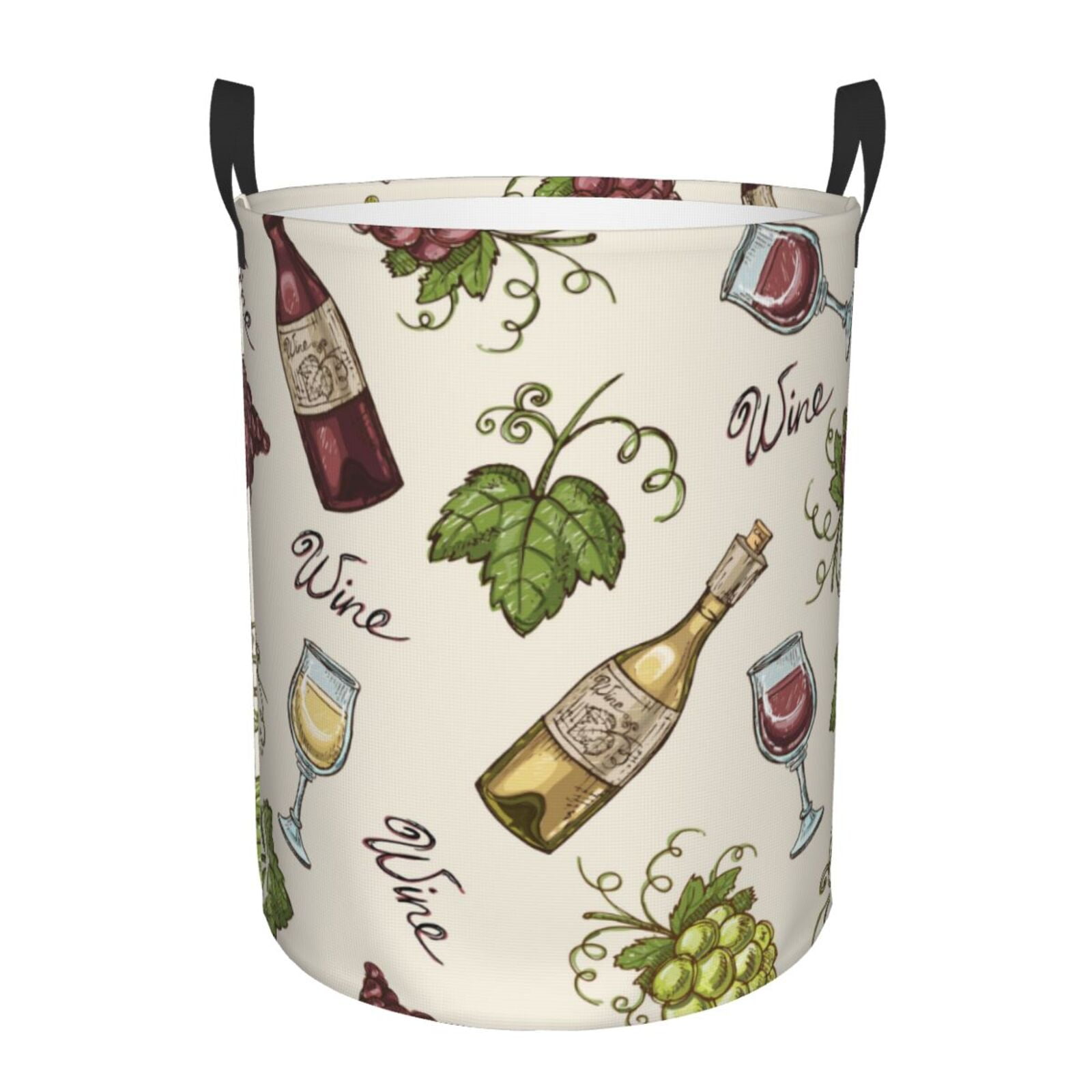 Kll Grapes Bbottles Wine Waterproof Foldable Laundry Hamper Bucket With ...