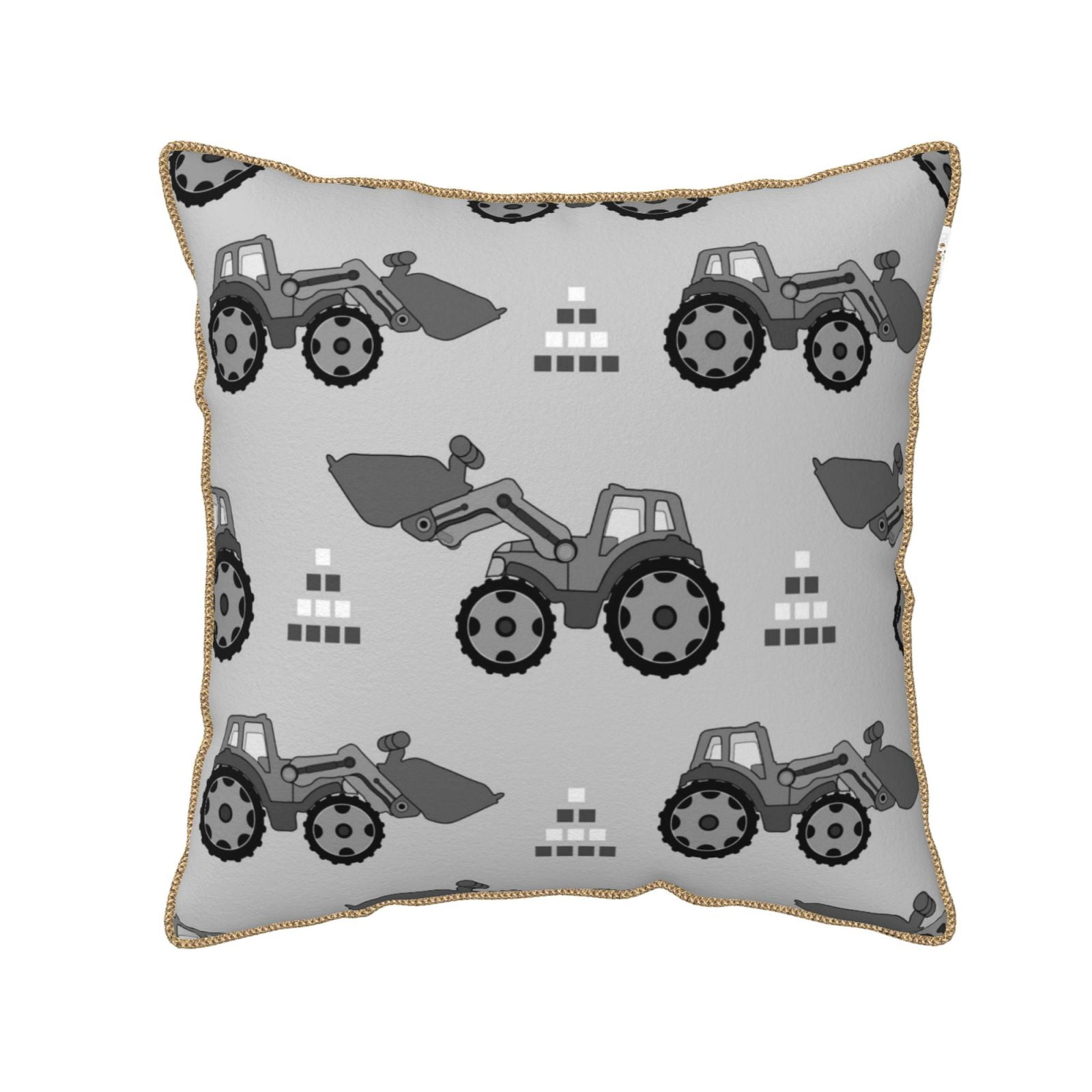 Kll Gray Tractor Decorative Throw Pillow Covers Velvet Soft For Couch ...
