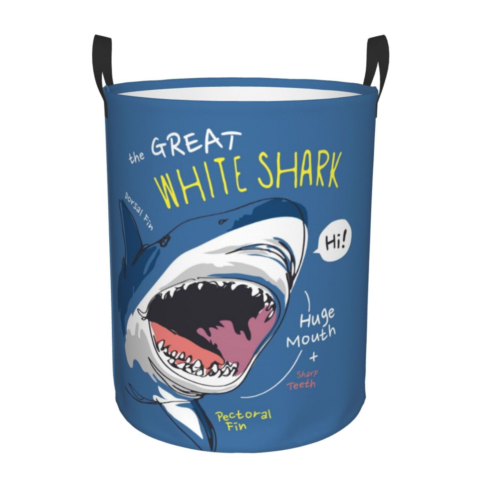 Kll Great White Shark Waterproof Foldable Laundry Hamper Bucket With ...