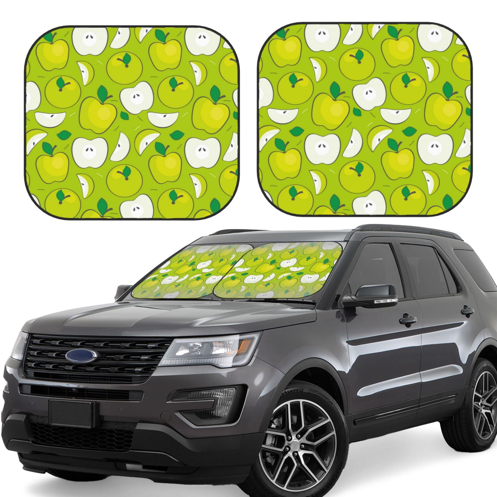 Kll Green Apple Windshield Sun Shade 2-Piece Foldable Car Front Window ...