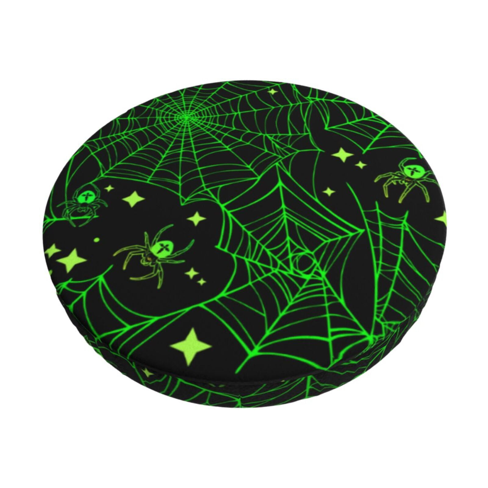 Kll Green Bright Web With Spiders Round Bar Chair Cushion Cover 13 Inch ...