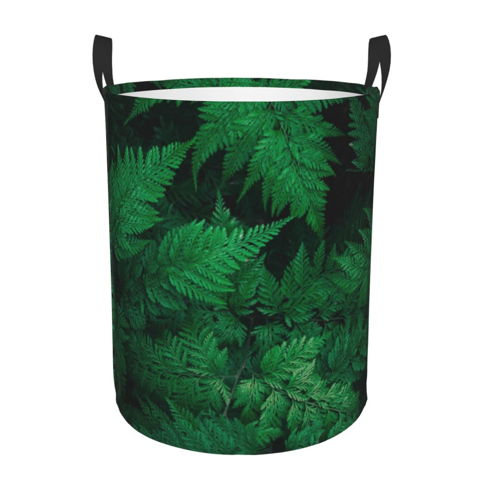 Kll Green Leave Fern Waterproof Foldable Laundry Hamper Bucket With ...