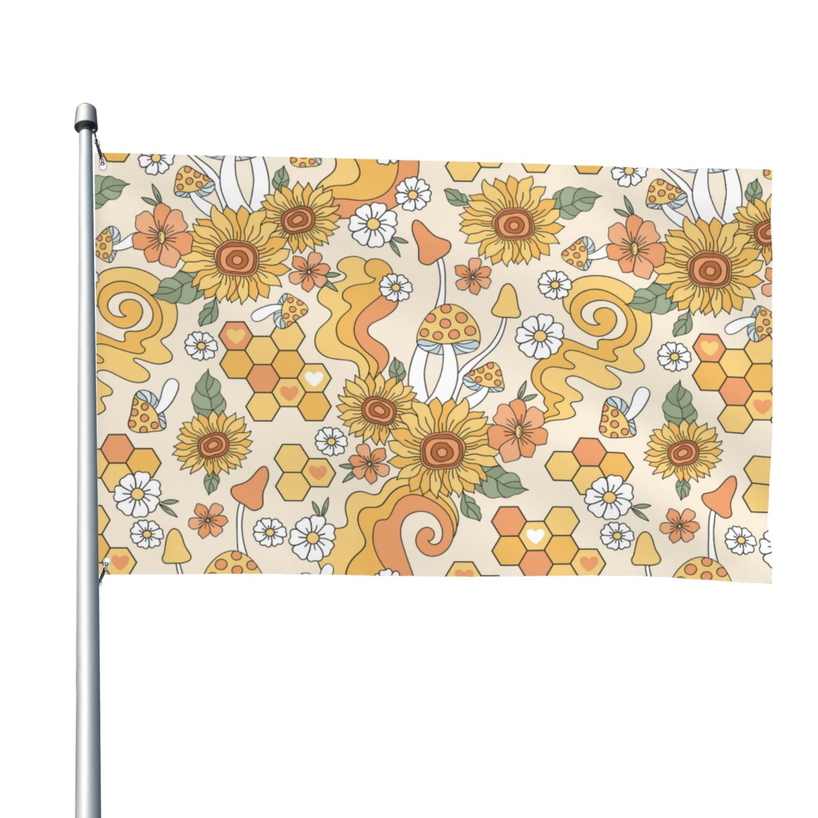 Kll Groovy Hippie Flower Mushrooms Flag 4x6 Ft Parade Party Flag ...
