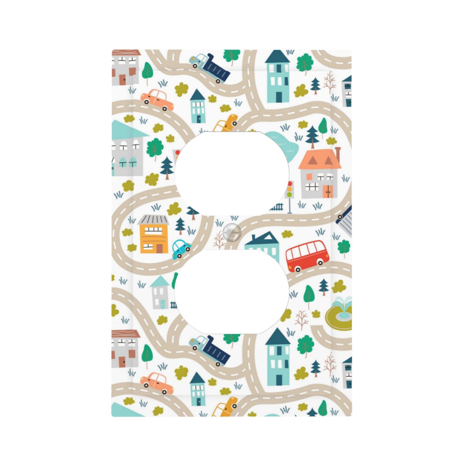 Kll Hand Drawn Cars Trucks Buses And Roads Wall Plate,Gloss Finish ...