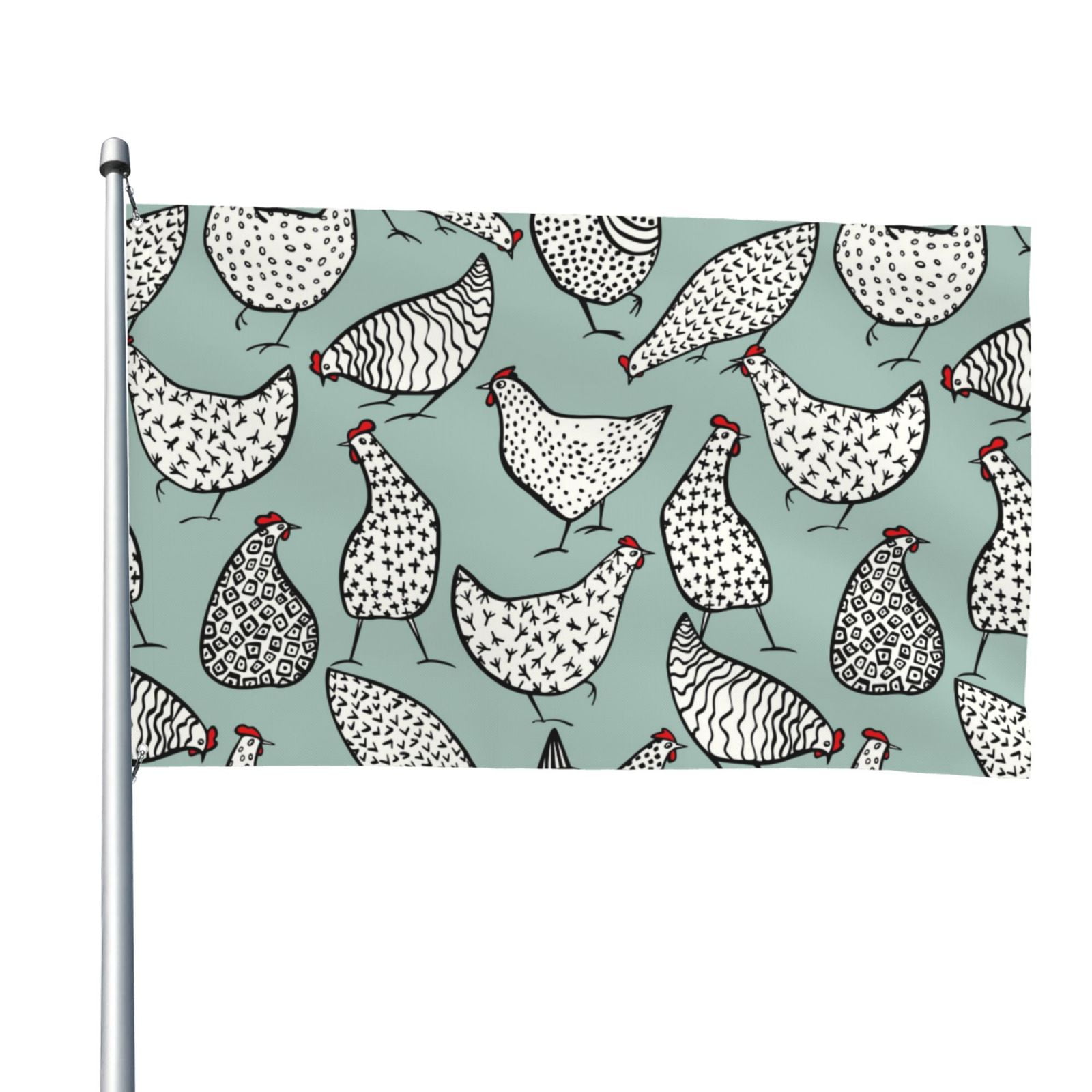 Kll Hand Drawn Chickens Flag 4x6 Ft Parade Party Flag Outdoor Flag ...