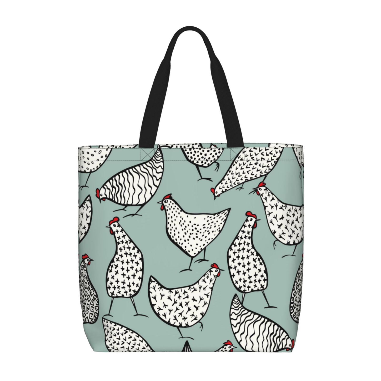 Kll Hand Drawn Chickens Pattern Aesthetic Tote Bag For Women Beach Bag ...