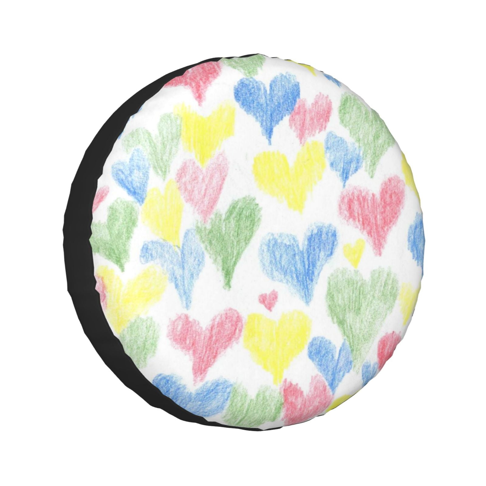 Kll Hand Drawn Colored Hearts Tire Cover,Universal Wheel Tire Cover For ...