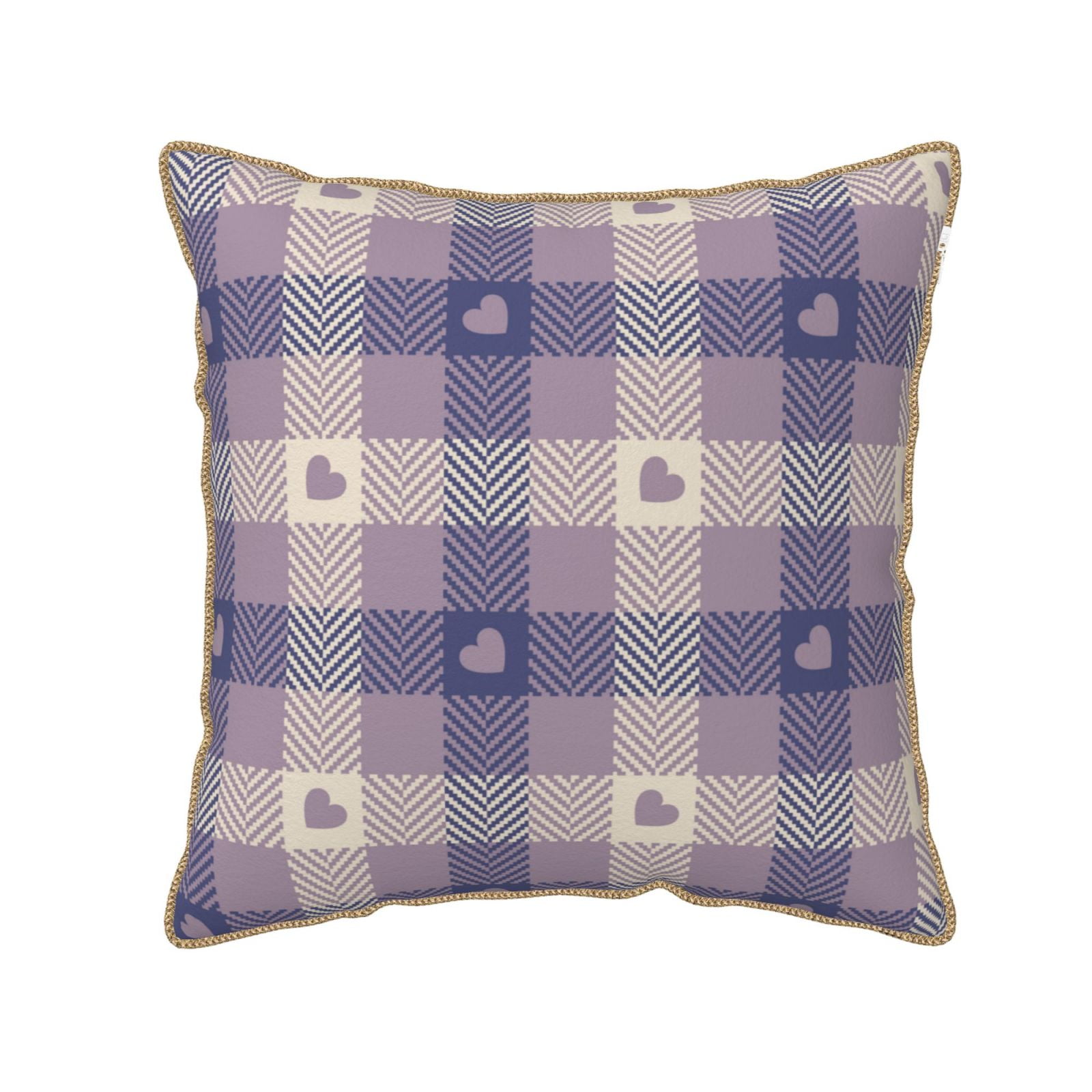 Kll Heart Check Plaid Decorative Throw Pillow Covers Velvet Soft For ...