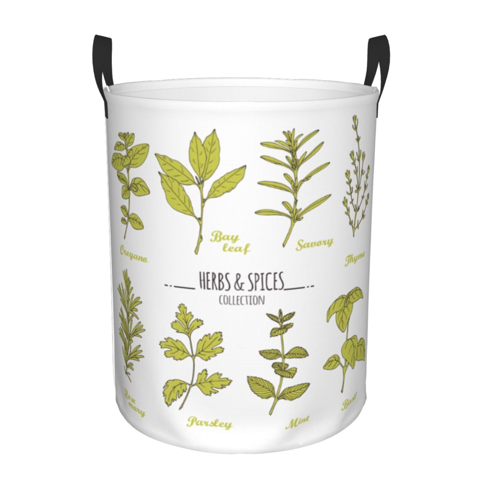 Kll Herbs And Spices Waterproof Foldable Laundry Hamper Bucket With ...