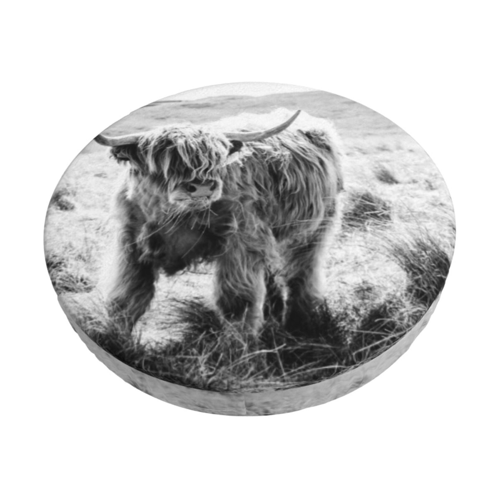 Kll Highland Cattle Standing In The Sun Round Bar Chair Cushion Cover ...