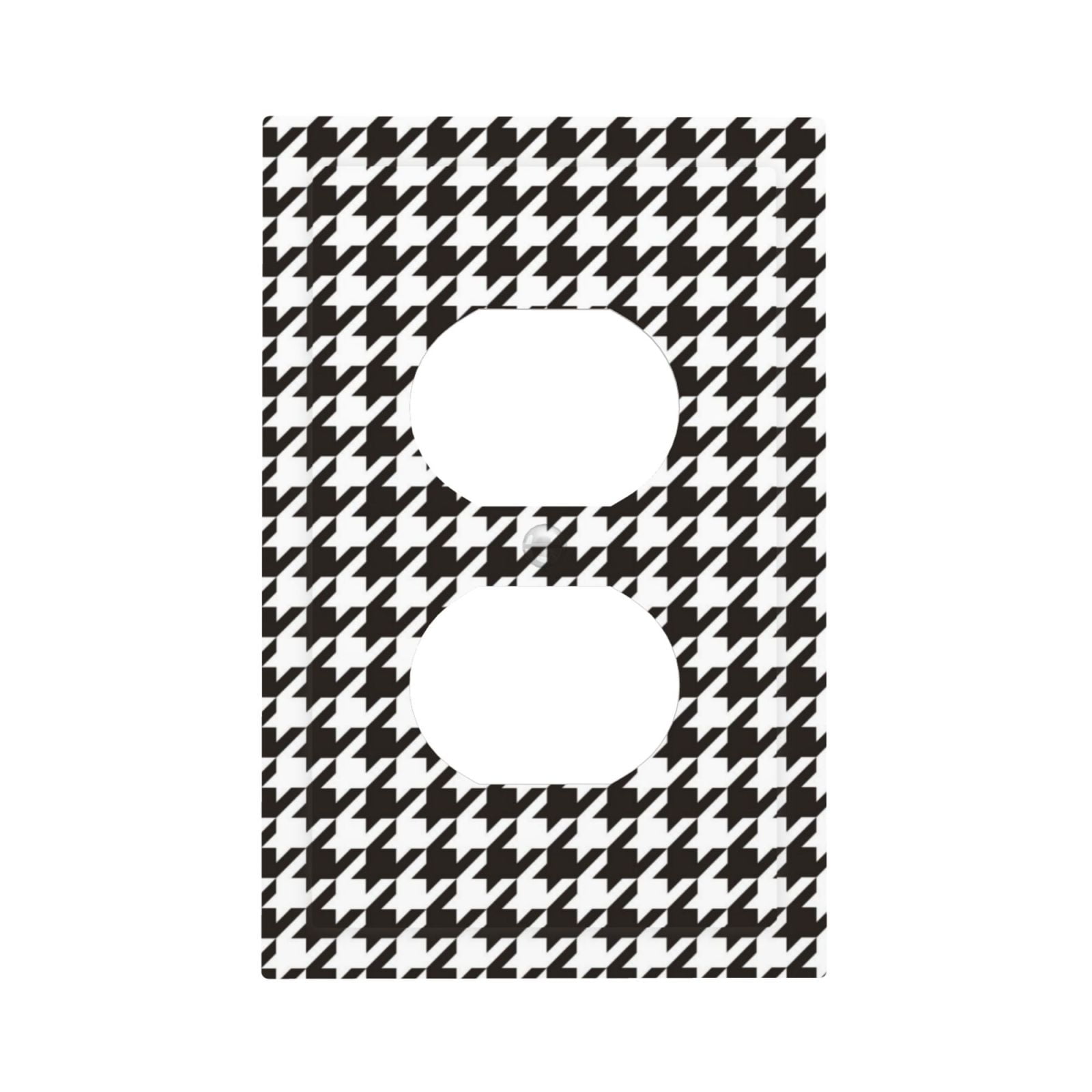 Kll Houndstooth Black And White Wall Plate,Gloss Finish,Standard Size 1 ...