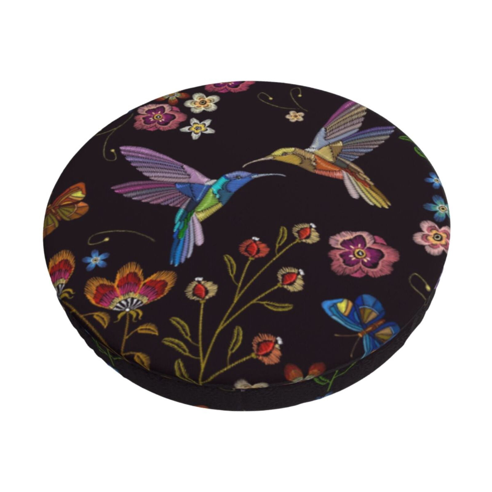 Kll Humming Bird And Tropical Flowers Round Bar Chair Cushion Cover 12 ...