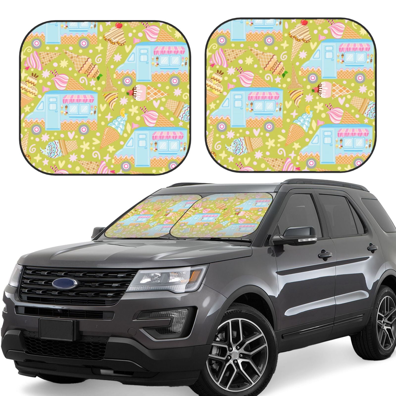 Kll Icecream Truck Windshield Sun Shade 2-Piece Foldable Car Front ...