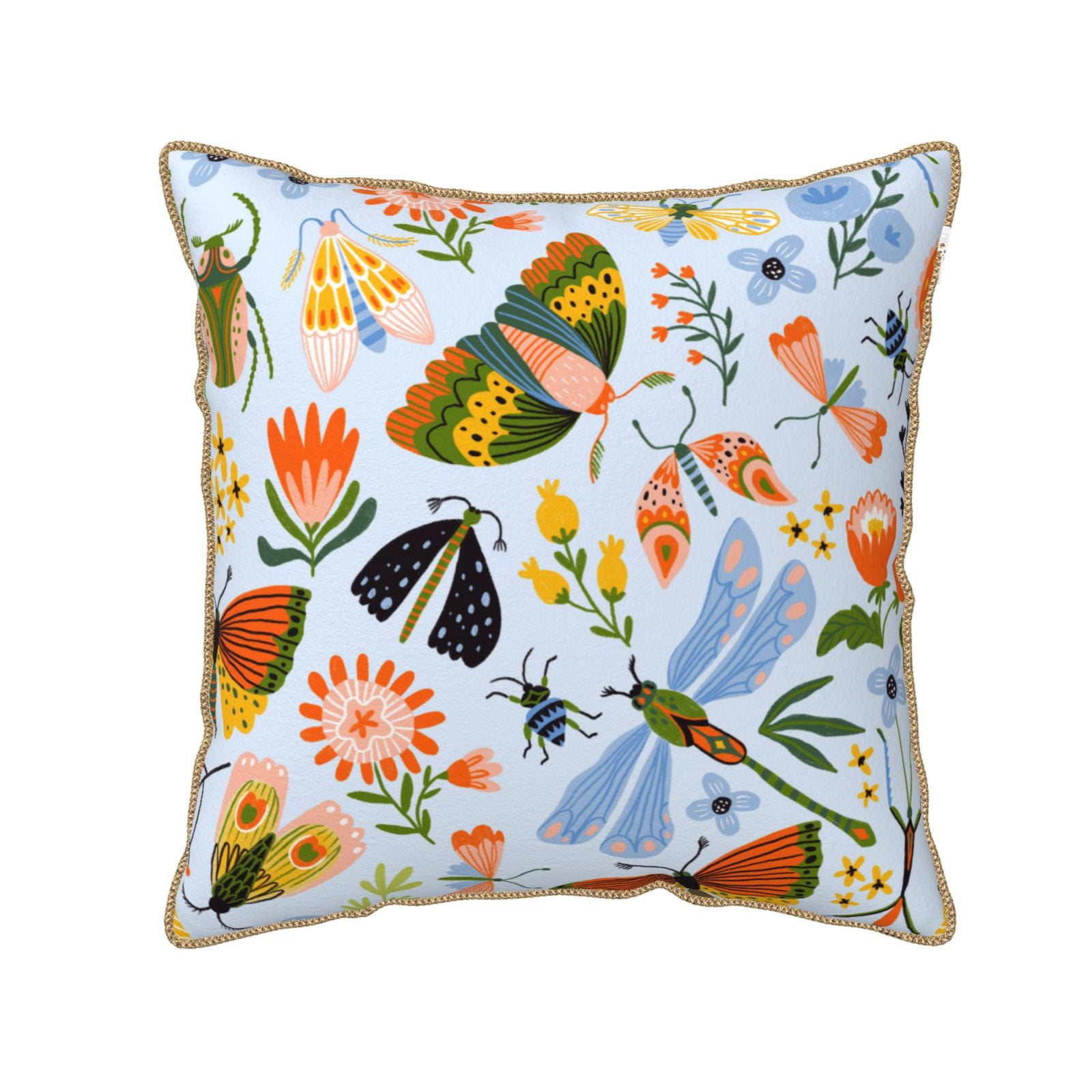 Kll Insects And Flowers Decorative Throw Pillow Covers Velvet Soft For ...