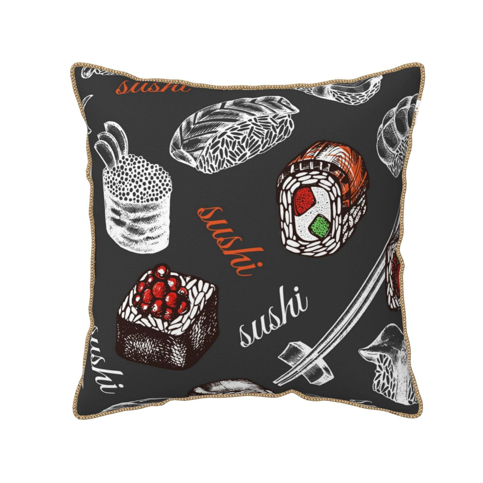 Kll Japanese Sushi Hashi Decorative Throw Pillow Covers Velvet Soft For ...
