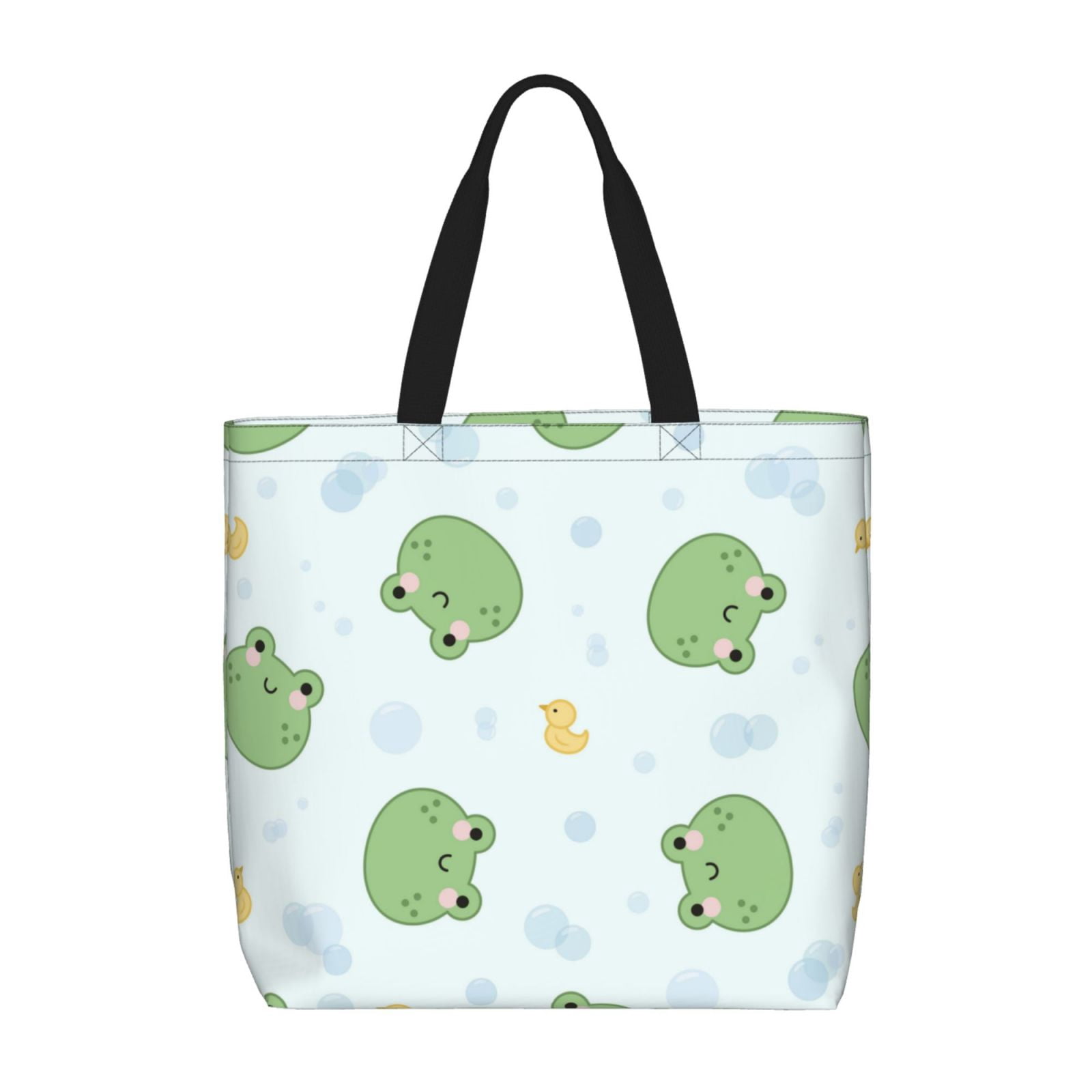 Kll Kawaii Frogs Pattern Aesthetic Tote Bag For Women Beach Bag ...