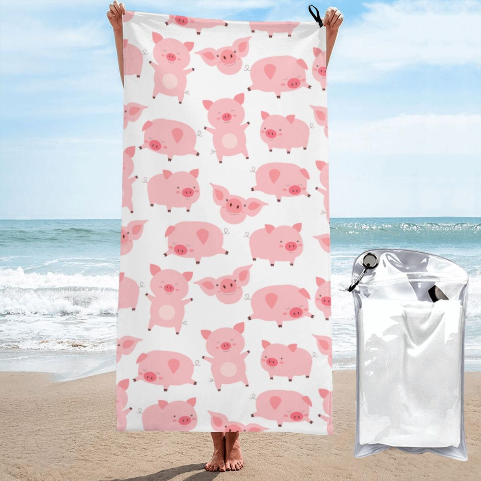 Kll Kawaii Pigs Microfiber Beach Towel Fast Drying,Extra Large 27.5"X55 ...