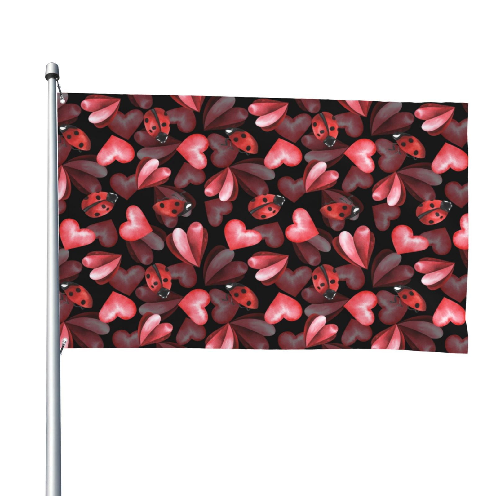 Kll Ladybugs And Red Hearts Flag 4x6 Ft Parade Party Flag Outdoor Flag ...