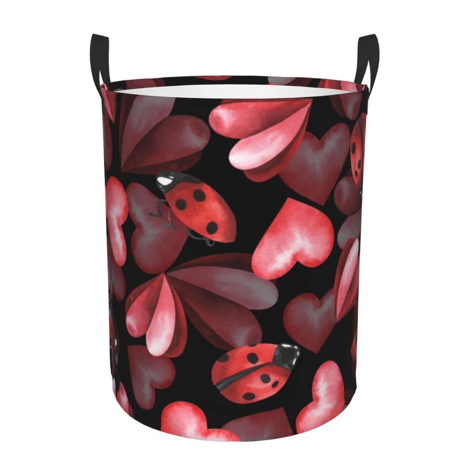 Kll Ladybugs And Red Hearts Waterproof Foldable Laundry Hamper Bucket ...